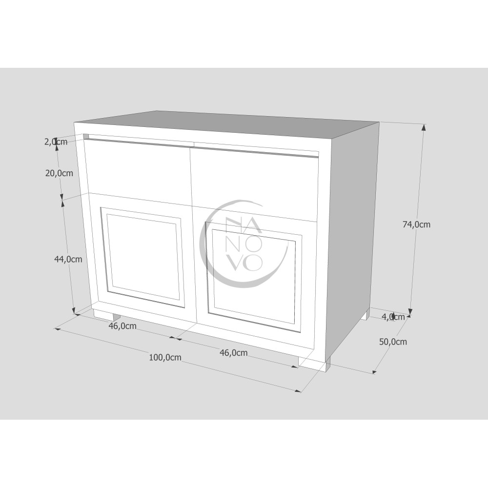 Komoda dębowa QUATTRO (2d + 2s)